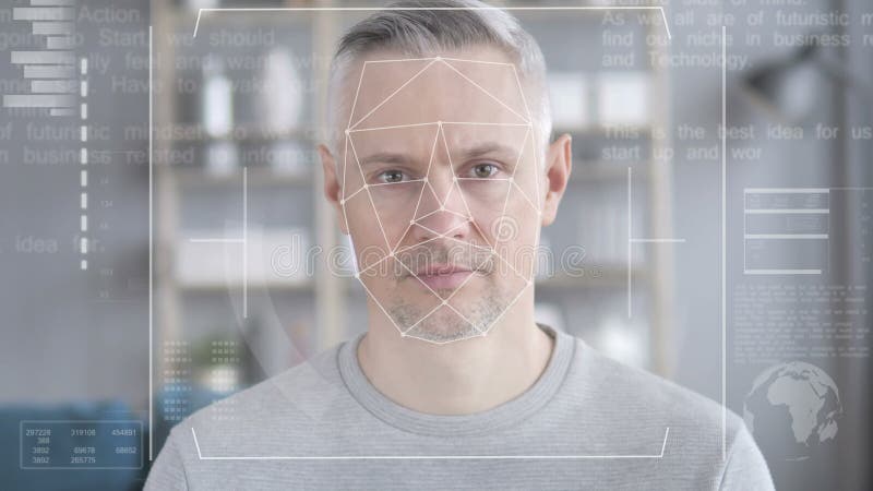 Reality Check Ahead, Man Working on Holographic Interface, Visual ...