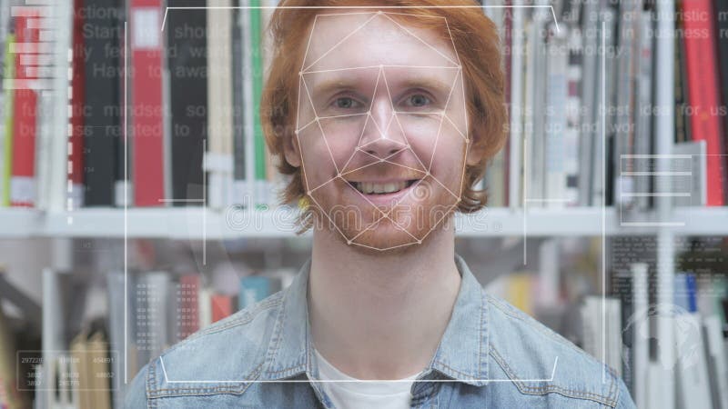 Futuristic and Technological Scanning of the Face of a Beautiful Man ...