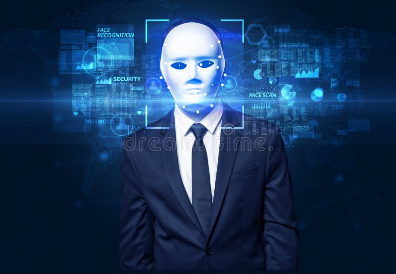 Face Recognition with Several Points Stock Image - Image of blue, data ...
