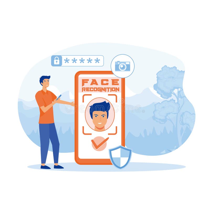 Face Recognition System Development Online Service or Platform. Stock ...