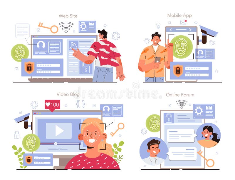 Face Recognition System Development Online Service or Platform Stock ...