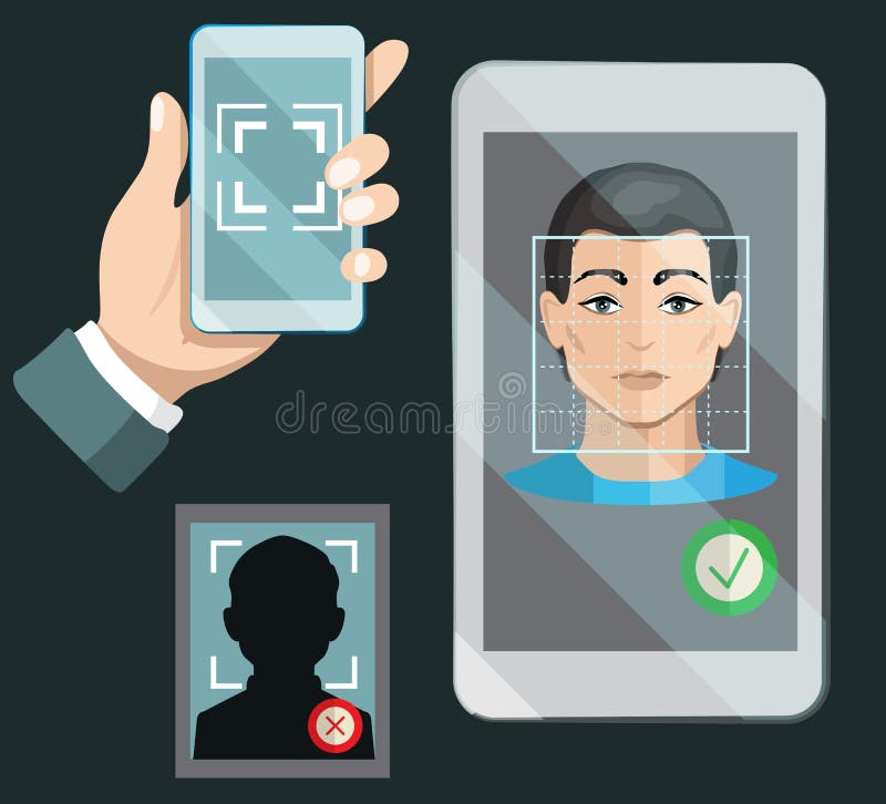 Face Recognition System. stock vector. Illustration of cartoon - 122820554