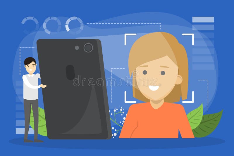 Face Recognition System in Mobile Phone Concept Stock Vector ...