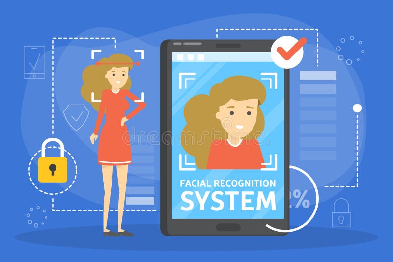 Face Recognition System in Mobile Phone Concept Stock Vector ...