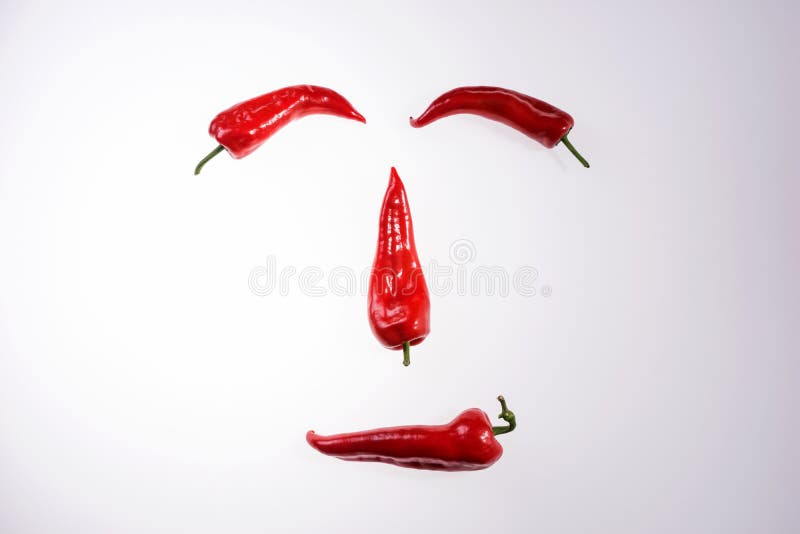 Face of Red Peppers Isolated Stock Image - Image of cooking, food ...