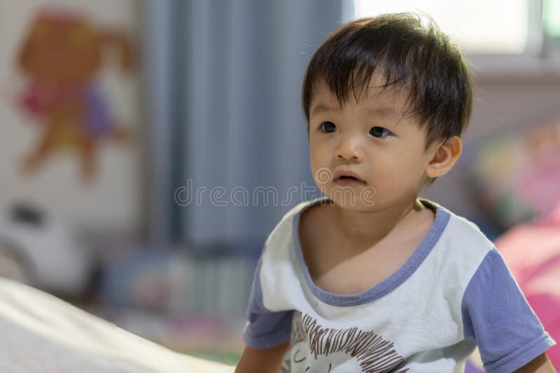 Happy an Asian Chinese Boy in Head Shot Stock Photo - Image of ...