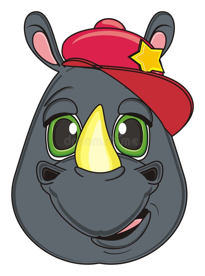 Face of rhino with cap stock illustration. Illustration of heavy - 80150346