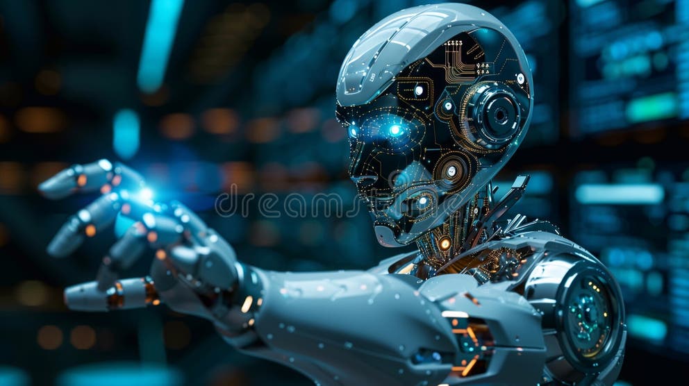 The Face of a Robot with Glowing Eyes. Possibilities of Artificial ...