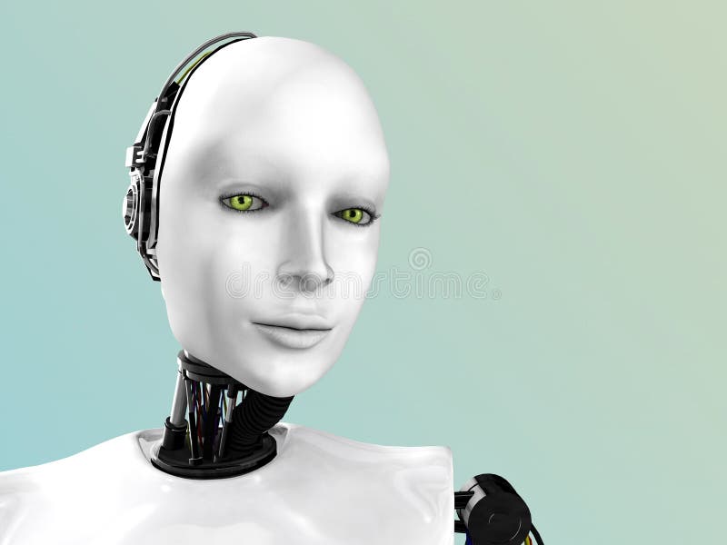 Female Woman Android Robot Head and Face Isolated Stock Illustration ...