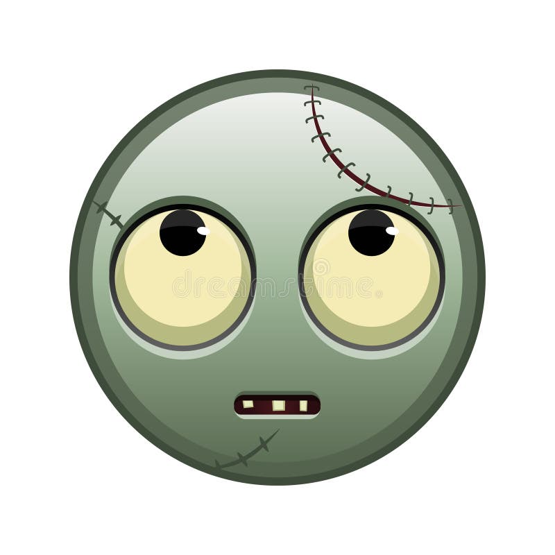 Face with Rolling Eyes Large Size of Zombie Halloween Emoji Stock ...