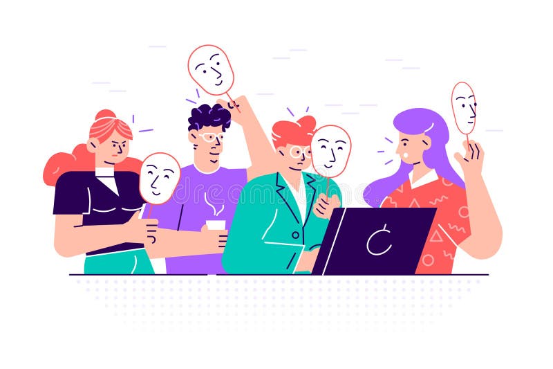 Group of People Covering Their Faces with Masks Stock Vector ...