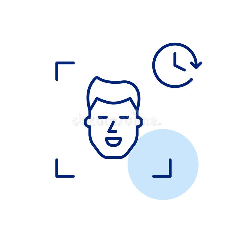 Face Scan and Clock. Real Time Facial Authentication. Biometric Id ...