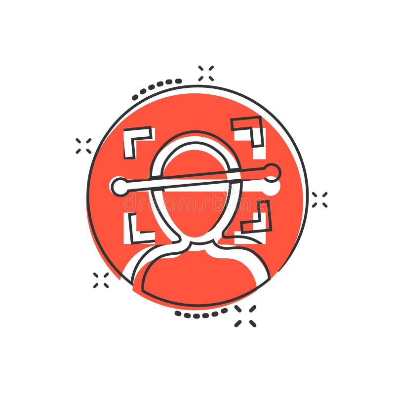 Face Scan Icon In Comic Style. Facial Id Vector Cartoon Illustration On ...