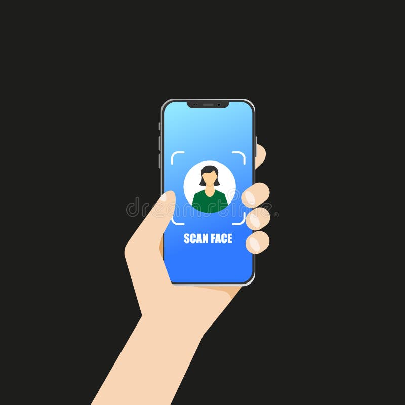 Face Scanning Application on a Smartphone. Face Recognition Concept for ...