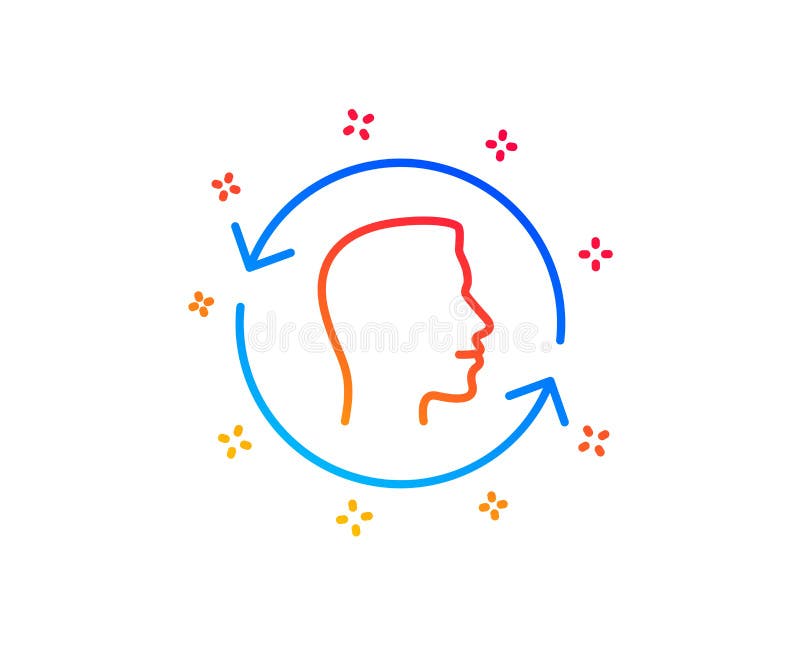 Face Scanning Repeat Line Icon. Face Id Update Sign. Vector Stock ...