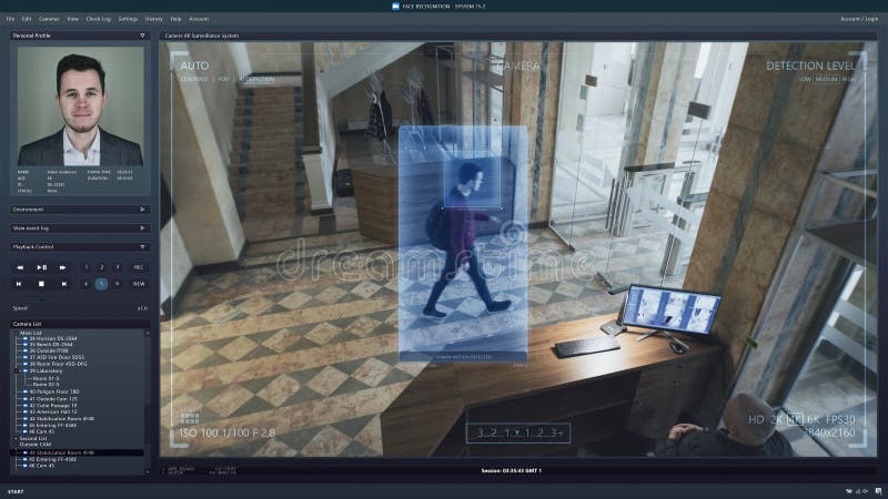 CCTV Camera with Face Scanning in Office Stock Image - Image of ...