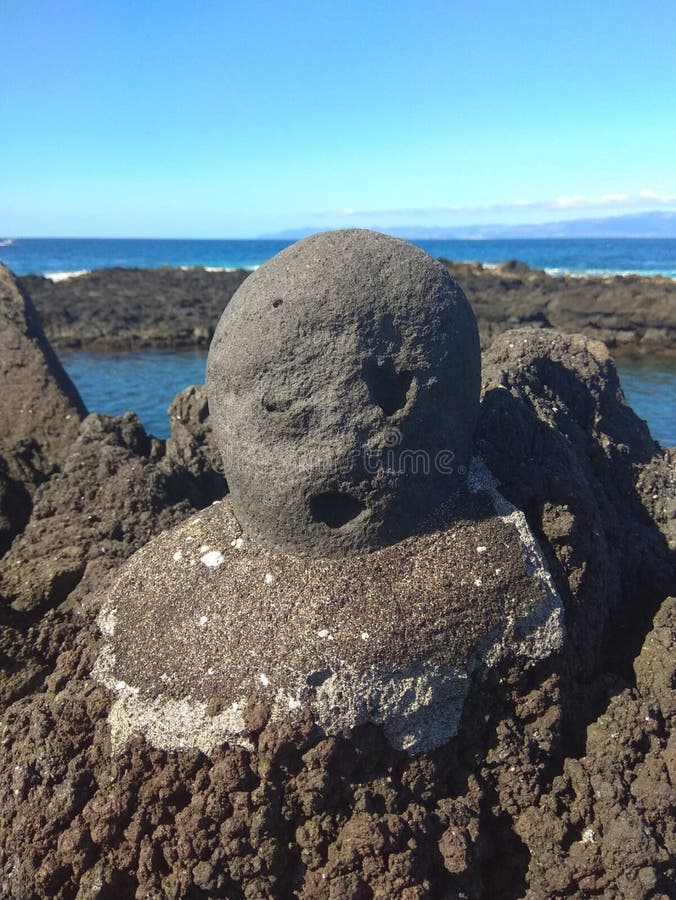 Face Shaped Rock Taken in the Blue Sea Stock Image - Image of shaped ...