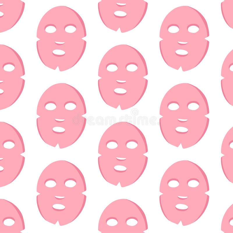 Face Sheet Mask Seamless Doodle Pattern, Vector Color Illustration ...