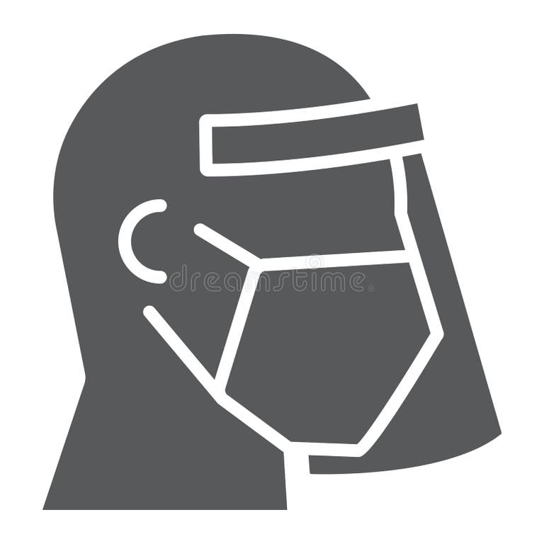 Face Shield Mask Glyph Icon, Covid-19 and Protection, Man in Face ...