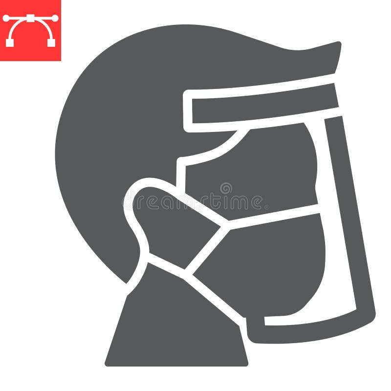 Face Shield Mask Glyph Icon, Protection and Covid-19, Face Mask Sign ...