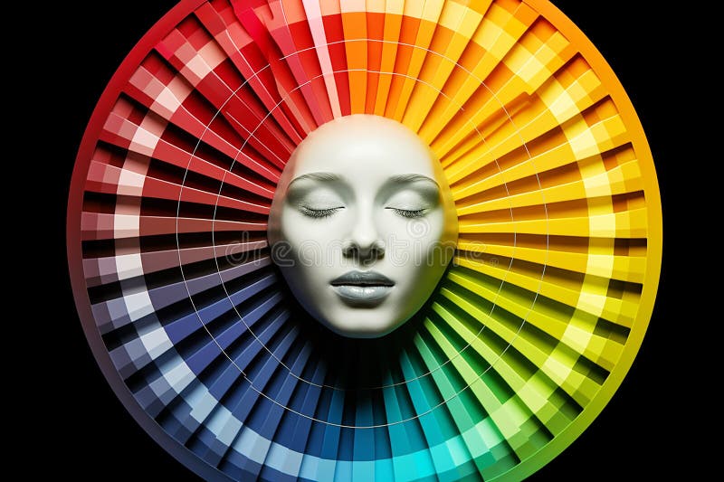 Face Showcasing a Spectrum of Emotions Arranged in a Color Wheel ...