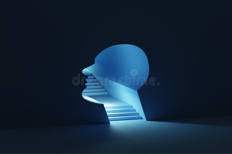 Face Silhoette in Split Personality Concept - 3d Rendering Stock ...