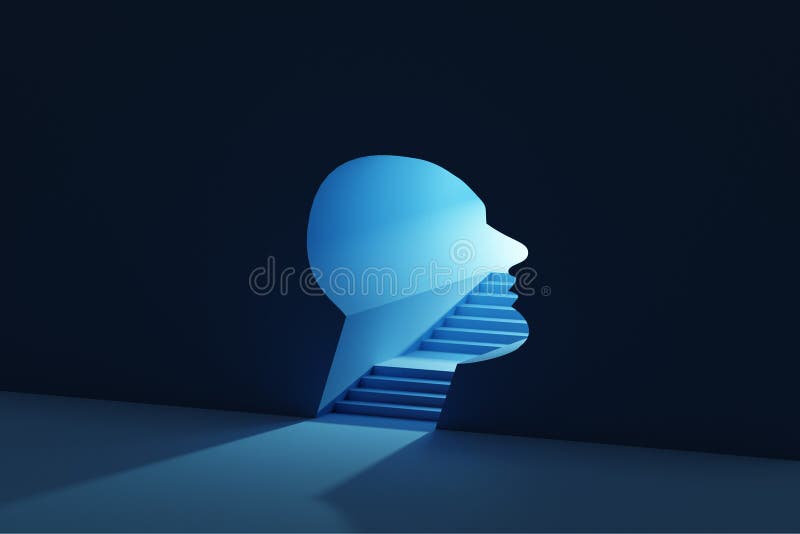 Face Silhoette in Split Personality Concept - 3d Rendering Stock ...