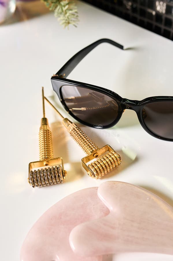 Face Skin Care Concept. Facial Massage Roller. Stock Image - Image of ...