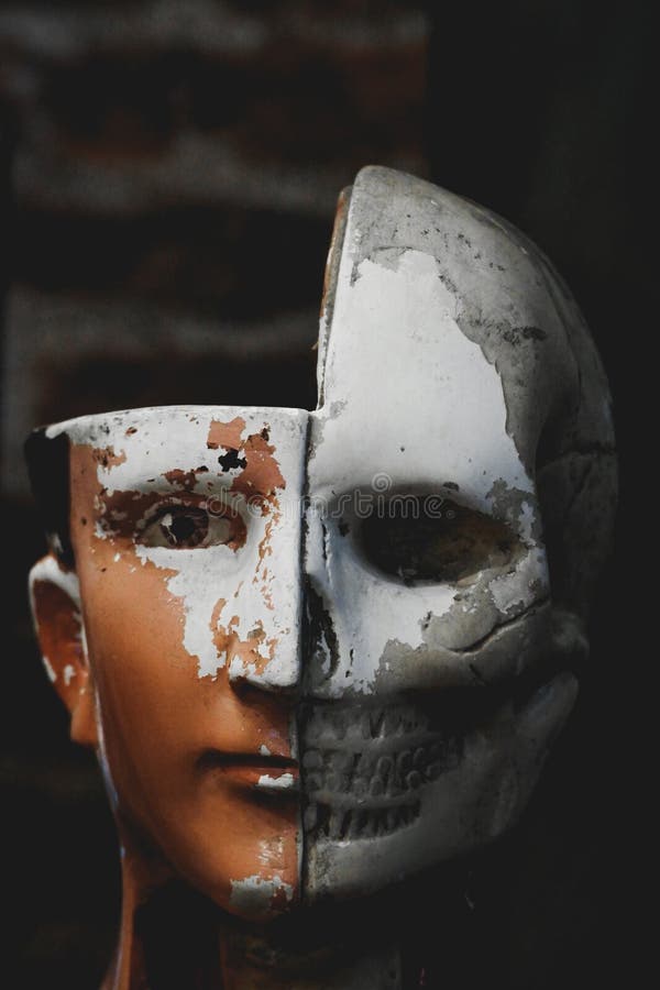 Face with Skull and Dark Background Editorial Photography - Image of ...