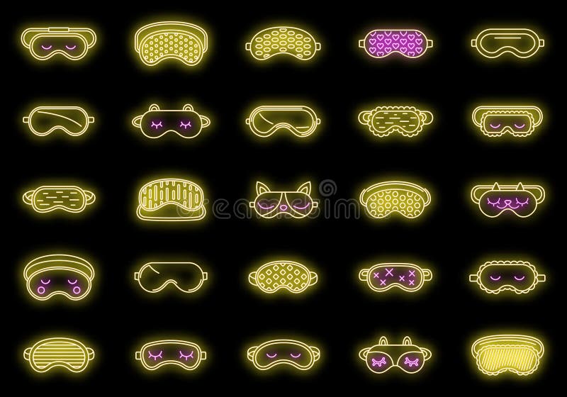 Face Sleeping Mask Icons Set Vector Neon Stock Illustration ...