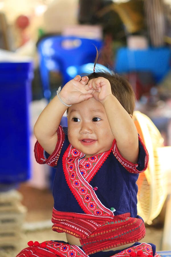 The Face of a Small Child is Smiling Happily Stock Image - Image of ...