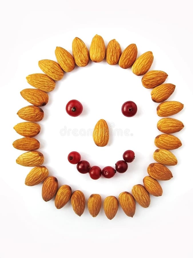 Face and Smile from Nuts and Berries Stock Photo - Image of almonds ...