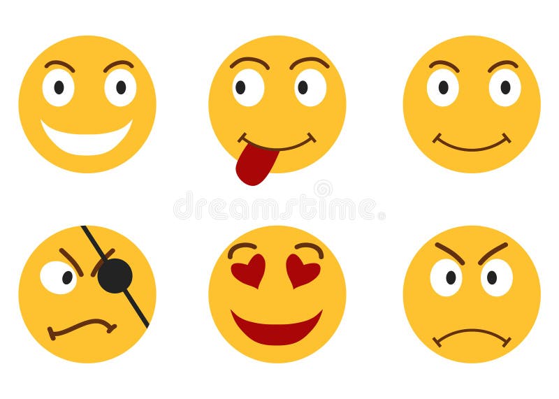 Face Smiley, Set of Funny Emoticons with Grimaces Isolated on White ...
