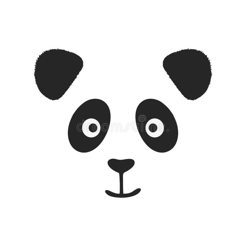 Face of Smiling Panda with Fluffy Ears. Print, Logo, Sketch Stock ...