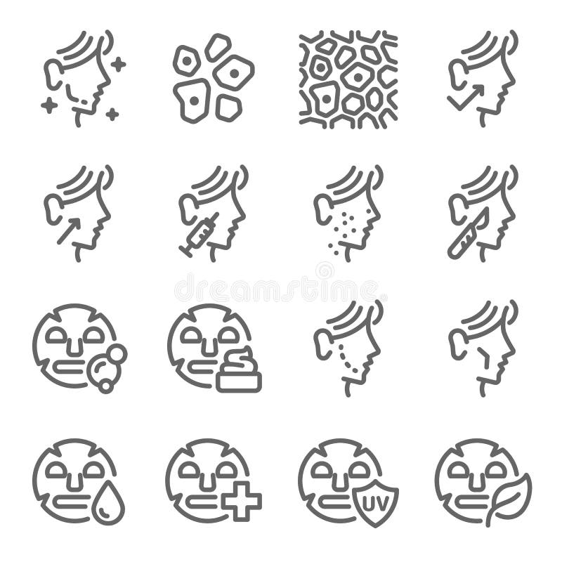 Healthy Skin Icons Set Vector Illustration. Contains Such Icon As Skin ... Healthy Skin Icons Set Vector Illustration. Contains Such Icon As Skin ...