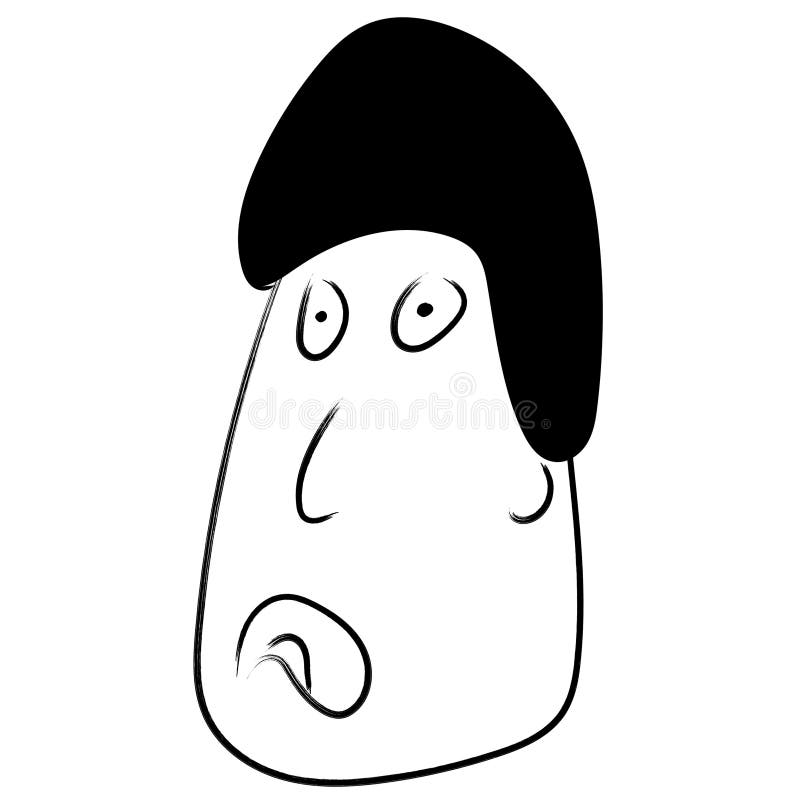 A Cartoon Sketch of a Character with a Surprised Facial Expression ...