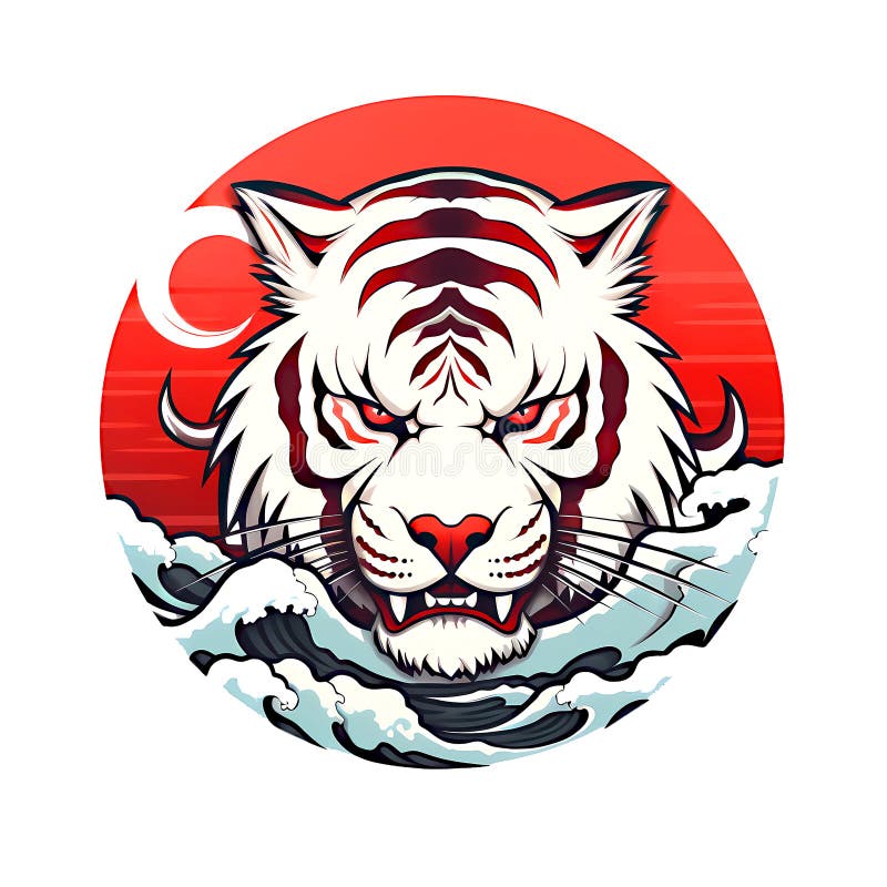 Face of Tiger in Red Circle Stock Illustration - Illustration of poster ...