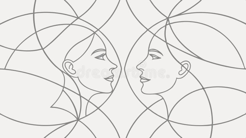 Face To Face Profile, Communication and Connection Vector Art. Vector ...