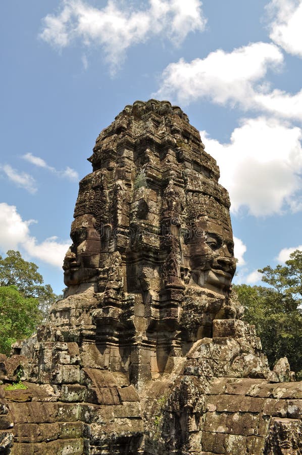 Face-tower at Bayon Temple in Angkor Thom Stock Photo - Image of rock ...