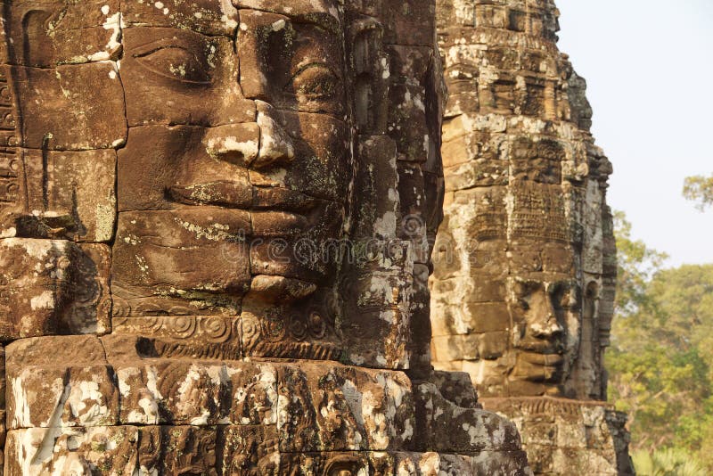 Face tower of Bayon Temple stock image. Image of building - 52680411