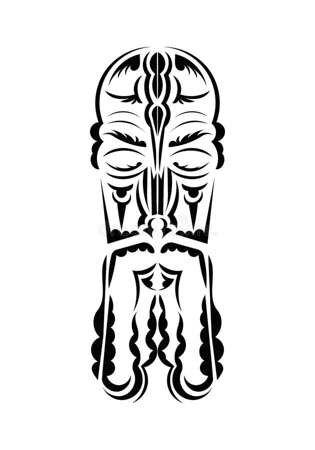 Face in Traditional Tribal Style. Tattoo Patterns. Isolated on White ...