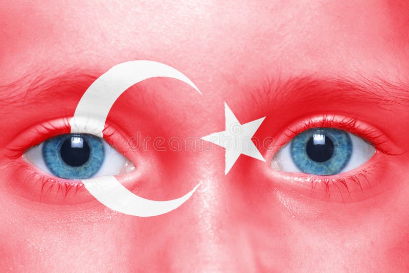 Face with turkish flag stock photo. Image of central - 95525728