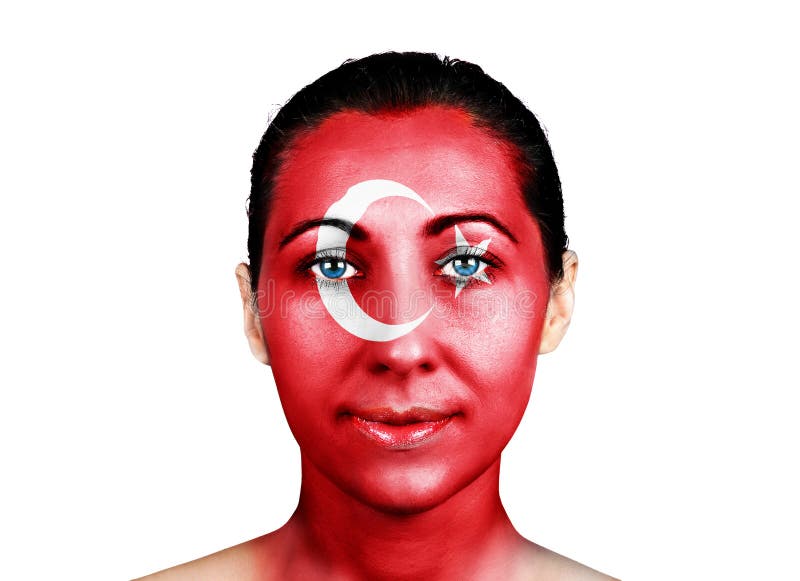 Face with the Turkish flag stock image. Image of girl - 34990641