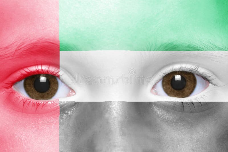 Face with United Arab Emirates Flag Stock Photo - Image of ensign ...