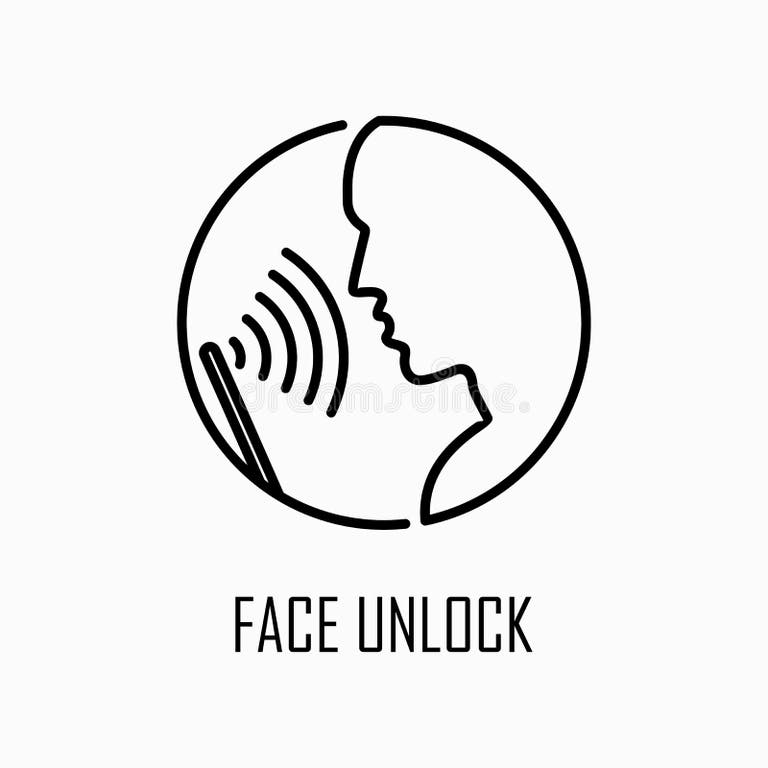 Face Unlock Icon Simple Flat Style Outline Illustration Stock Vector ...