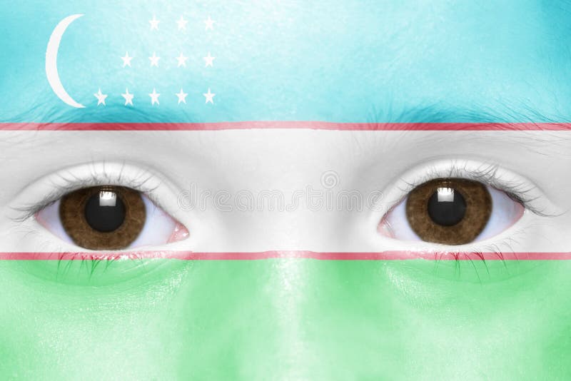 Face with uzbek flag stock photo. Image of national, asian - 95521786