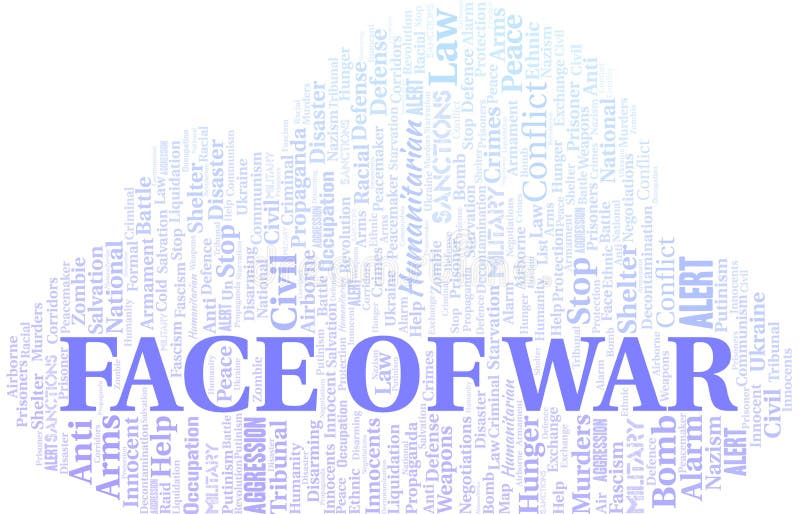 Face of War Word Cloud. Vector Made with the Text only. Stock Vector ...