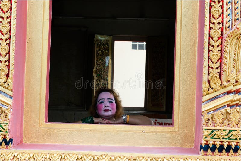 Face in a Window of a Thai Temple. Editorial Stock Image - Image of ...