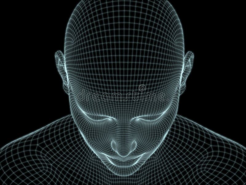 Face Wire Mesh in 3D stock illustration. Illustration of psyche - 215089632