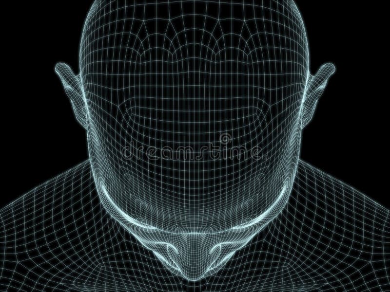 Face Wire Mesh in 3D stock illustration. Illustration of thought ...